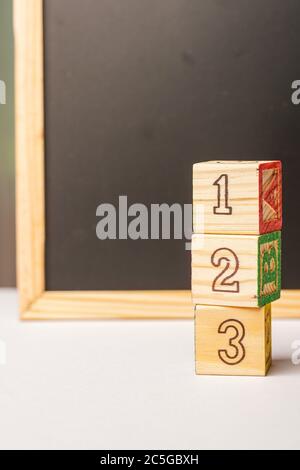 123 blocks arranged in stack, education and kids background Stock Photo ...