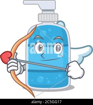 A sweet hand wash gel cartoon character style holding a big heart Stock ...