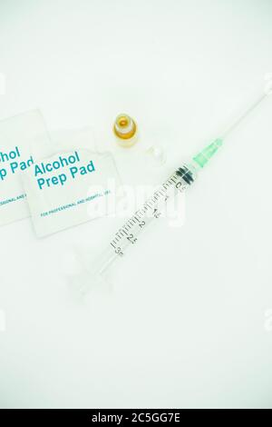 Medication ampoules for Intravenous injections on a wooden background ...