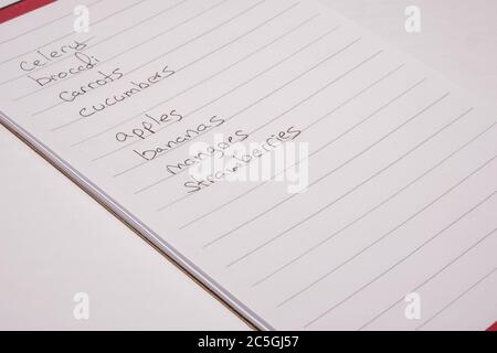 Handwritten grocery shopping list Stock Photo - Alamy