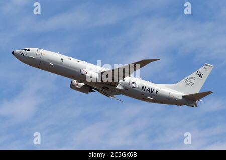 Boeing P8 Poseidon maritime reconnaissance aircraft of the US Navy at ...