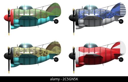 3D model of an stylized cartoon oldschool single engine fighter ...