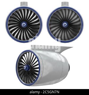 Jet engine front view isolated on white background. 3d rendering Stock ...