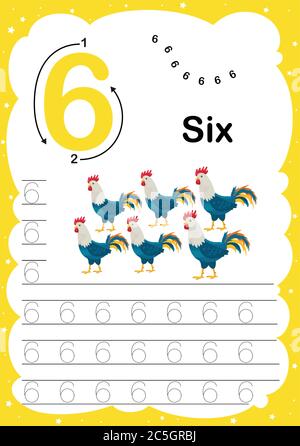 How to write number six worksheet illustration Stock Vector Image & Art ...