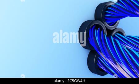 Abstract twister cable plugged into the wall. Technology or industrial ...
