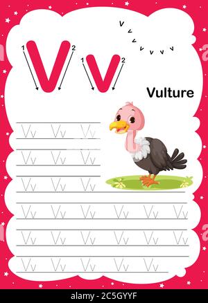 Letter V is for vulture. ABC game for kids. Alphabet coloring page ...