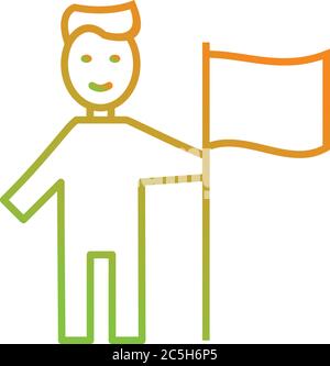 Unique Man With Flag Vector Line Icon Stock Vector Image & Art - Alamy