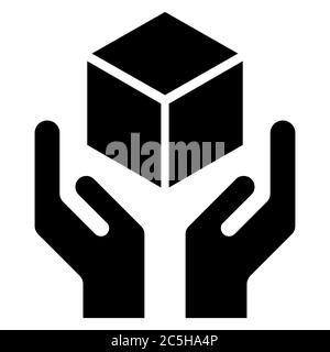 Handle with care flat icon with warning label isolated on white background. Fragile package ...