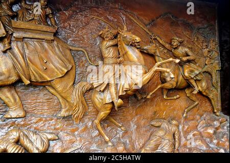 Relief sculptures on Shivajis life story at Akluj fort cold ...