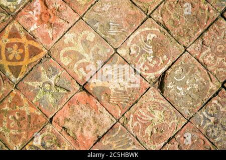 Detail of an ancient floor with terracotta tiles for texture ...