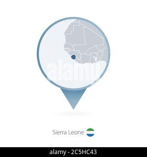 Sierra Leone map with pin of country capital. Two types of Sierra Leone ...