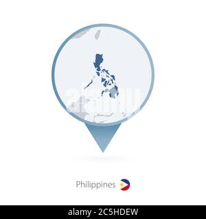 Map of Philippines with neighbor countries pinned on world map ...