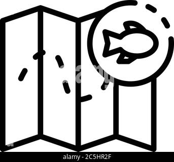 Ichthyology fish map icon. Outline ichthyology fish map vector icon ...