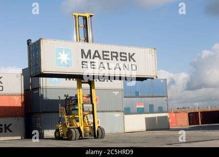 CVS Ferrari container handler being used to move shipping containers at ...