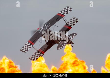 Stunt Pilot and Pyrotechnics Stock Photo - Alamy