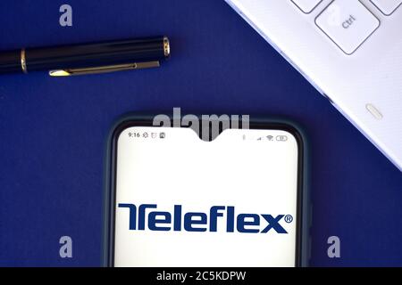 In this photo illustration, the Teleflex Incorporated logo is displayed ...