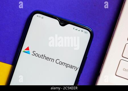 In this photo illustration, Southern Company logo seen displayed on a ...