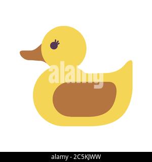 Cute yellow rubber ducky in simple cartoon style. Vector toy duck illustration Stock Vector ...