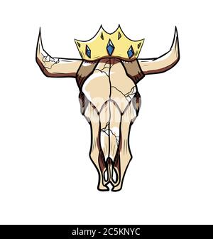 vector Illustration of head bull with a crown Stock Vector Image & Art ...