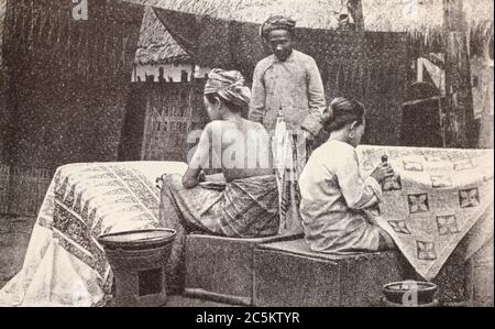 Clothing, fashion in Java, Javanese costumes, from the left, a ...