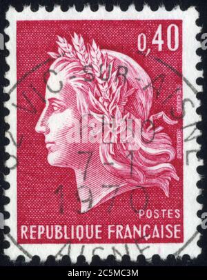 TIMBRE OBLITÉRÉ MARIANNE ROUGE. RÉPUBLIQUE FRANÇAISE. POSTES. 15F Stock ...