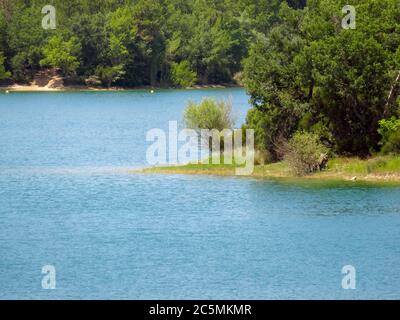 Lake St Cassien in the South of France with beautiful blue sky and ...