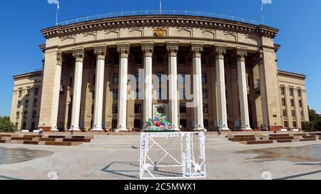Almaty, Kazakhstan - September 8, 2017: Panoramic view to Old Square ...