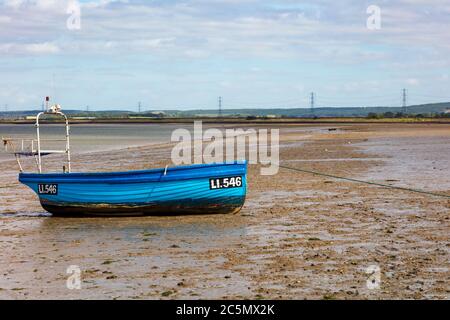 Views of Harty Ferry at low tide on a blustery summers day, near ...