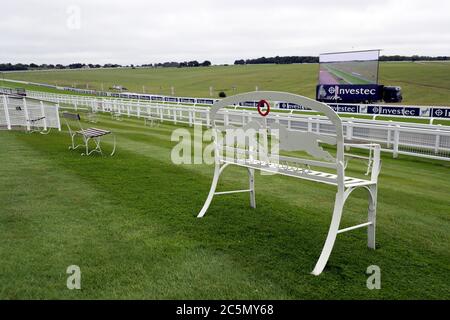 Empty seating around Epsom Racecourse Stock Photo - Alamy