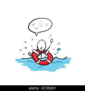 Illustration of a drowning man in a white coat Stock Vector Image & Art ...