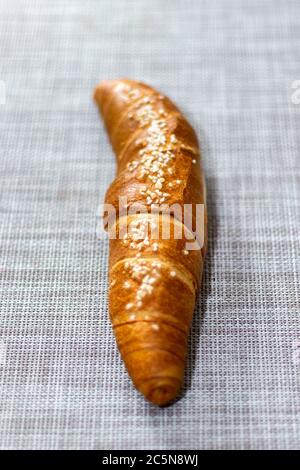 Salted croissant on a white background seen from above Stock Photo - Alamy