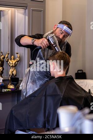 Harrogate, North Yorkshire, UK. 4th July, 2020. David Steca, owner of ...
