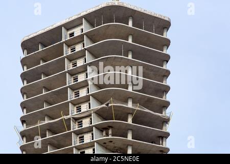 Detail of a monolithic house under construction. Fragment of a new ...