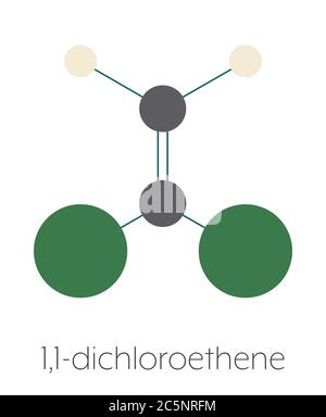 Polyvinylidene chloride (PVDC) polymer, chemical structure. Blue ...