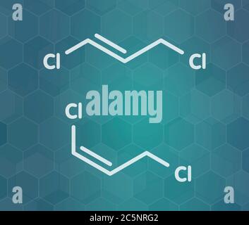 1,3-dichloropropene (dichloropropene) pesticide molecule. Skeletal ...