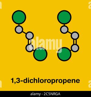 1,3-dichloropropene (dichloropropene) pesticide molecule. Stylized ...