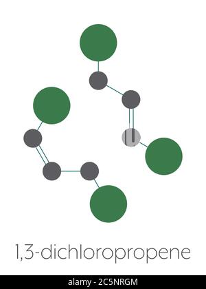 1,3-dichloropropene (dichloropropene) pesticide molecule. Skeletal ...