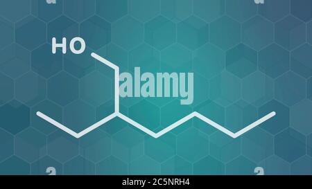 2-ethylhexanol (2-EH) molecule. Used as solvent, fragrance component ...