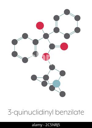 3-Quinuclidinyl benzilate (QNB, BZ) incapacitating agent molecule ...