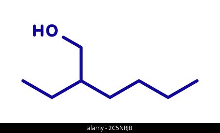 2-ethylhexanol (2-EH) molecule. Used as solvent, fragrance component ...