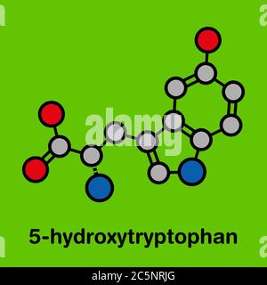 5-Hydroxytryptophan amino acid molecule. Stylized skeletal formula ...