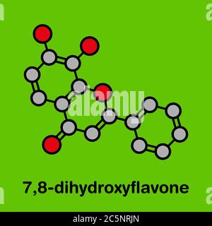 7,8-Dihydroxyflavone or 7,8-DHF molecule. Skeletal formula Stock Photo ...