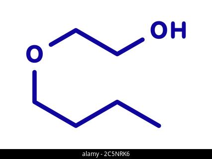 2-butoxyethanol molecule. Used as solvent and surfactant. Stylized ...