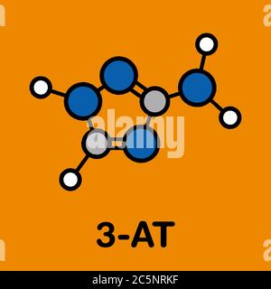 Amitrol (3-Amino-1,2,4-triazole, 3-AT) herbicide molecule. Skeletal ...