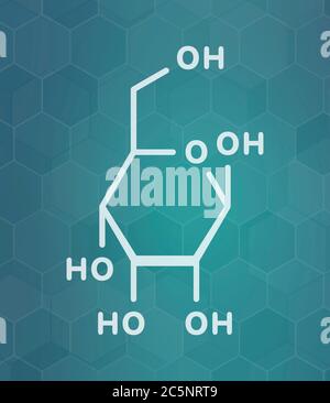 Allose (beta-D-allopyranose form) sugar molecule. Stylized skeletal ...