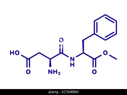 Aspartame artificial sweetener molecule (sugar substitute). Stylized ...