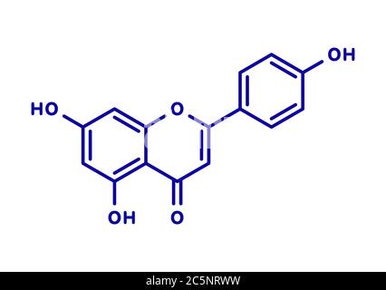 Apigenin yellow herbal dye molecule. Stylized skeletal formula ...