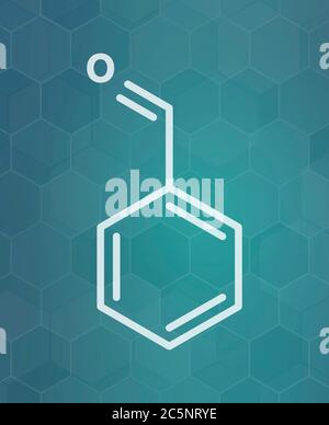 Benzaldehyde bitter almond odour molecule. Stylized skeletal formula ...