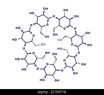 Beta-cyclodextrin molecule. Used in pharmaceuticals, food, deodorizing ...