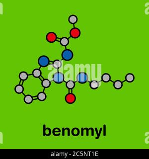 Benomyl fungicide molecule. Stylized skeletal formula (chemical ...